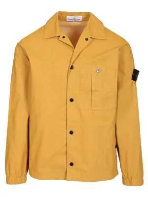 Stone Island Overshirt In Resin-treated Cotton Ripstop - Yellow