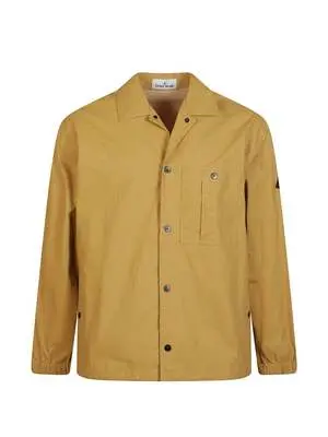 Stone Island Overshirt In Resin-treated Cotton Ripstop