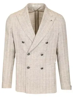 Tagliatore Double-breasted Pinstriped Blazer - Cream