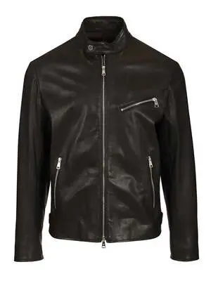 Tagliatore Lambskin Biker Jacket - Black