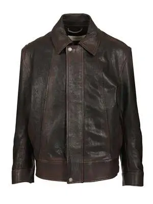 GOLDEN GOOSE Nappa Leather Bomber Jacket With Distressed Finish