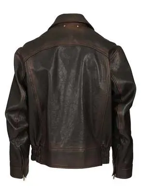 GOLDEN GOOSE Nappa Leather Bomber Jacket With Distressed Finish