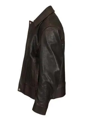 GOLDEN GOOSE Nappa Leather Bomber Jacket With Distressed Finish