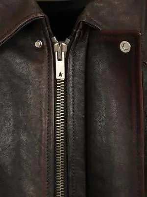 GOLDEN GOOSE Nappa Leather Bomber Jacket With Distressed Finish