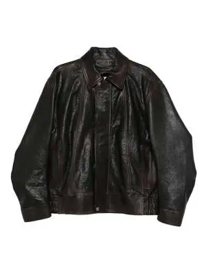 GOLDEN GOOSE Nappa Leather Bomber Jacket With Distressed Finish