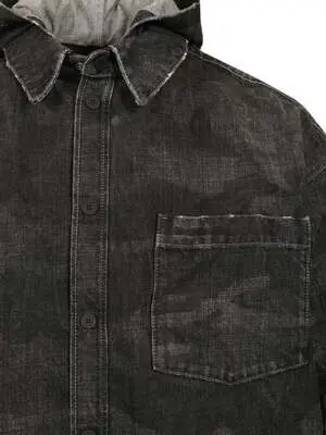 Balenciaga Distressed Denim Parka With Embroidered Logo - Black