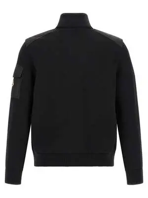 Moncler Ribbed Wool Zip-up Cardigan With Technical Inserts
