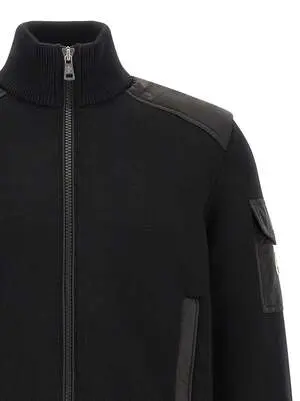 Moncler Ribbed Wool Zip-up Cardigan With Technical Inserts