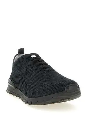 Kiton Knitwear Sneakers With Logo Embroidery - Black