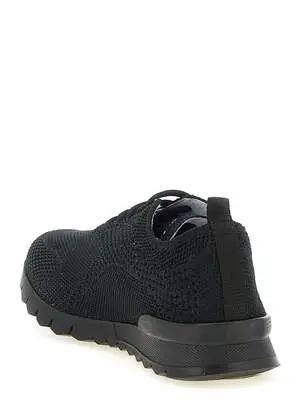 Kiton Knitwear Sneakers With Logo Embroidery - Black