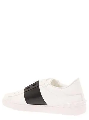 Valentino Garavani Open Low Sneakers With Contrast Band And Studs In Leather - White