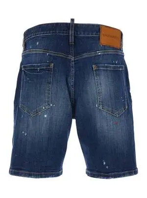 Dsquared2 Denim Shorts With Logo Patch And Ripped Details