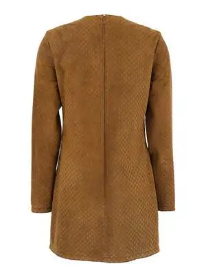 Gucci Suede Dress With Horsebit Detail And Gg Motif - Multicolor