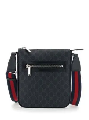 Gucci Black Crossbody Bag With Adjustable Strap With Web Motif And A Zip Pocket On The Front In Gg Canvas For - Multicolor
