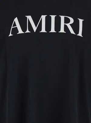 Amiri Crewneck T-shirt With Logo Lettering Print On The Front In Cotton - Black