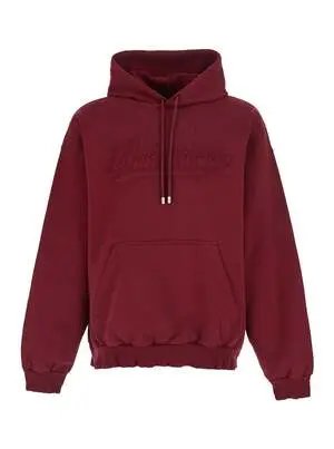 Balenciaga Red Hoodie With Drawstring Hood And Logo Lettering On The Front In Cotton For - Multicolor