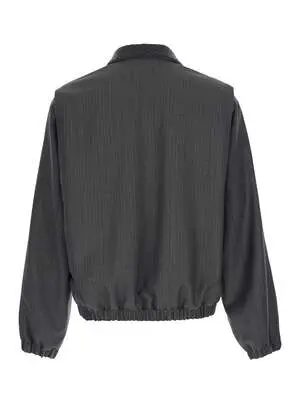Bottega Veneta Wool Pinstripe Jacket With Intreccio Collar - Multicolor