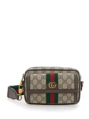 Gucci Beige Crossbody Bag 'ophidia' With Gg Detail On Front In Leather For - Multicolor
