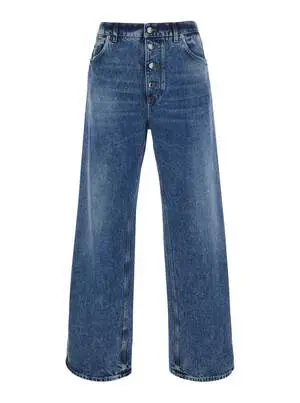 Dolce & Gabbana Blue Jeans With Applied Logo Patch On The Back In Denim - Multicolor