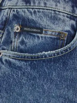 Dolce & Gabbana Blue Jeans With Applied Logo Patch On The Back In Denim