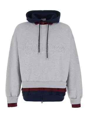 Balenciaga Grey Hoodie With Embossed Logo On The Front In Cotton Blend - Multicolor
