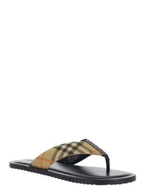 Burberry Flip Flops 'check' With Check Motif In Tech Fabric Beige - Multicolor