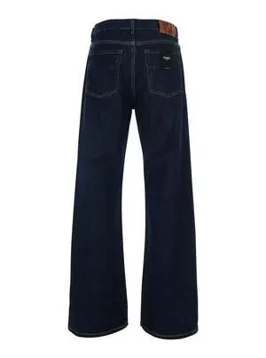 Fendi Blue Jeans With Logo Patch On The Back In Denim For