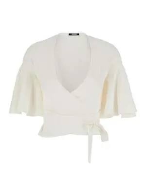 Jacquemus Open Front Tie Waist Blouses