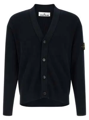 Stone Island 5100009 Ribbed Cotton Cardigan - Blue