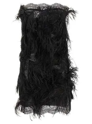 ATTICO THE ATTICO Lace And Feather Embellished Mini Dress