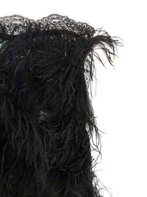 Attico Lace And Feather Embellished Mini Dress - Black