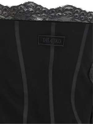 Attico Lace And Feather Embellished Mini Dress - Black