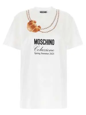 Moschino Colazione Crewneck Cropped T-shirt - White
