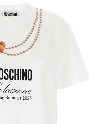 Moschino Colazione Crewneck Cropped T-shirt