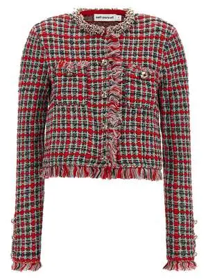 SELF-PORTRAIT Fringed Knit Jacket