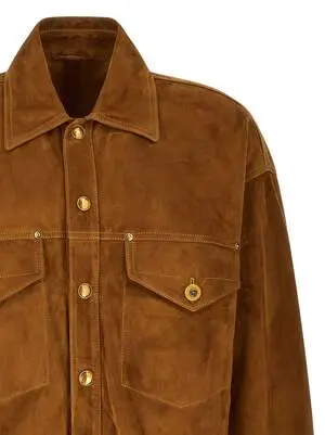 Versace Suede Blouson Jacket - Brown