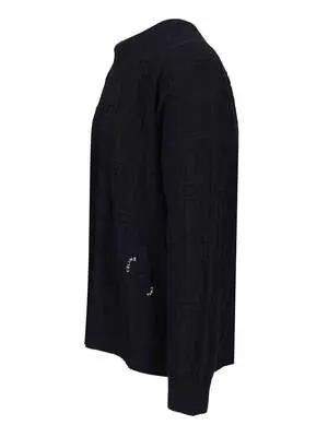 Celine Oversized Cashmere Sweater With Chain Stitching And Embroidery
