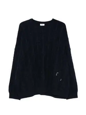 Celine Oversized Cashmere Sweater With Chain Stitching And Embroidery