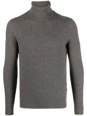 Tagliatore Wool Turtleneck With Woven Motif - Gray