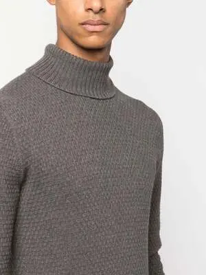 Tagliatore Wool Turtleneck With Woven Motif - Gray