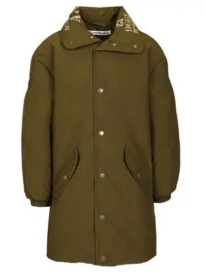 Acne Studios Omero Down Jacket With Stand Collar And Seasonal Print