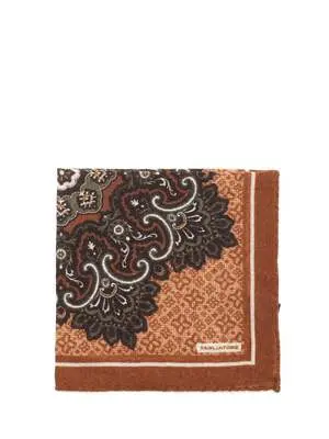 Tagliatore TAGLIATORE Wool Pocket Square Brown
