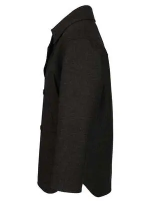 Fendi Wool Felt Double-breasted Pea Coat - Gray