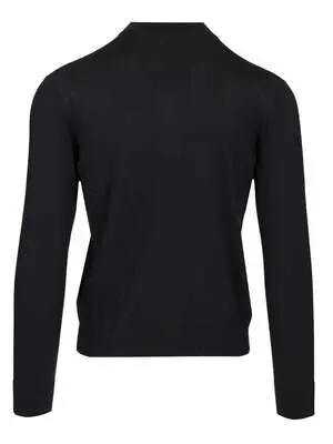 Tagliatore Zip-up High Neck Sweater In Cotton And Silk - Blue