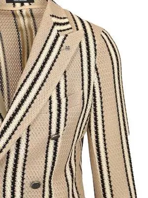 Tagliatore Double-breasted Jacket In Linen And Cotton Jersey