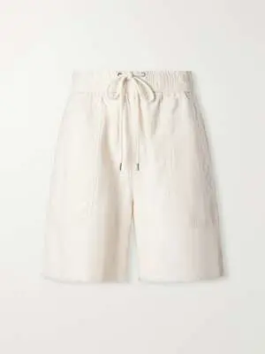 JAMES PERSE Lyocell, Linen And Cotton-blend High-rise Utility Shorts - Ivory