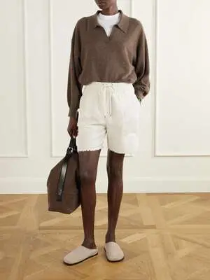 JAMES PERSE Lyocell, Linen And Cotton-blend High-rise Utility Shorts