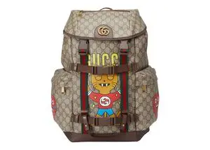 Gucci Gg Supreme Cat Print Backpack - Beige/ebony