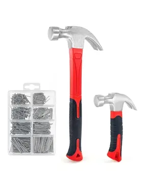 XDOVET Hammer Set Claw Starter Fiberglass Soft Handle 2pc - Red