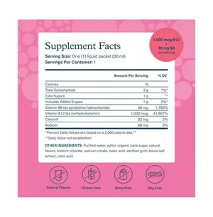 YOUTHEORY B12 B6 Liquid On The Go Raspberry 12 Packets